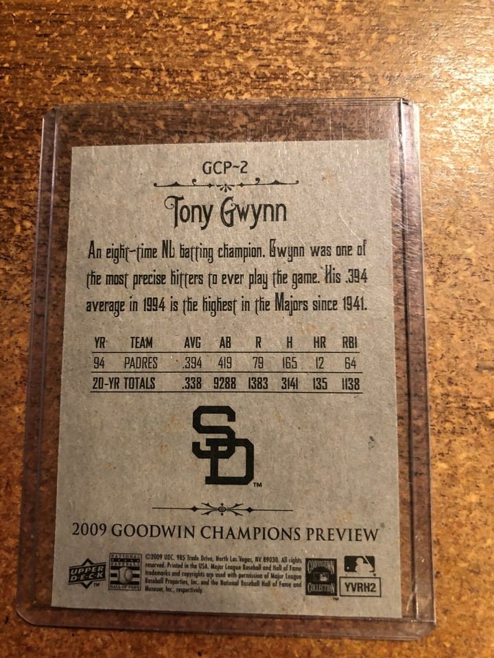 2009 Upper Deck Baseball Goodwin Champions Preview # GCP2 Tony Gwynn | eBay