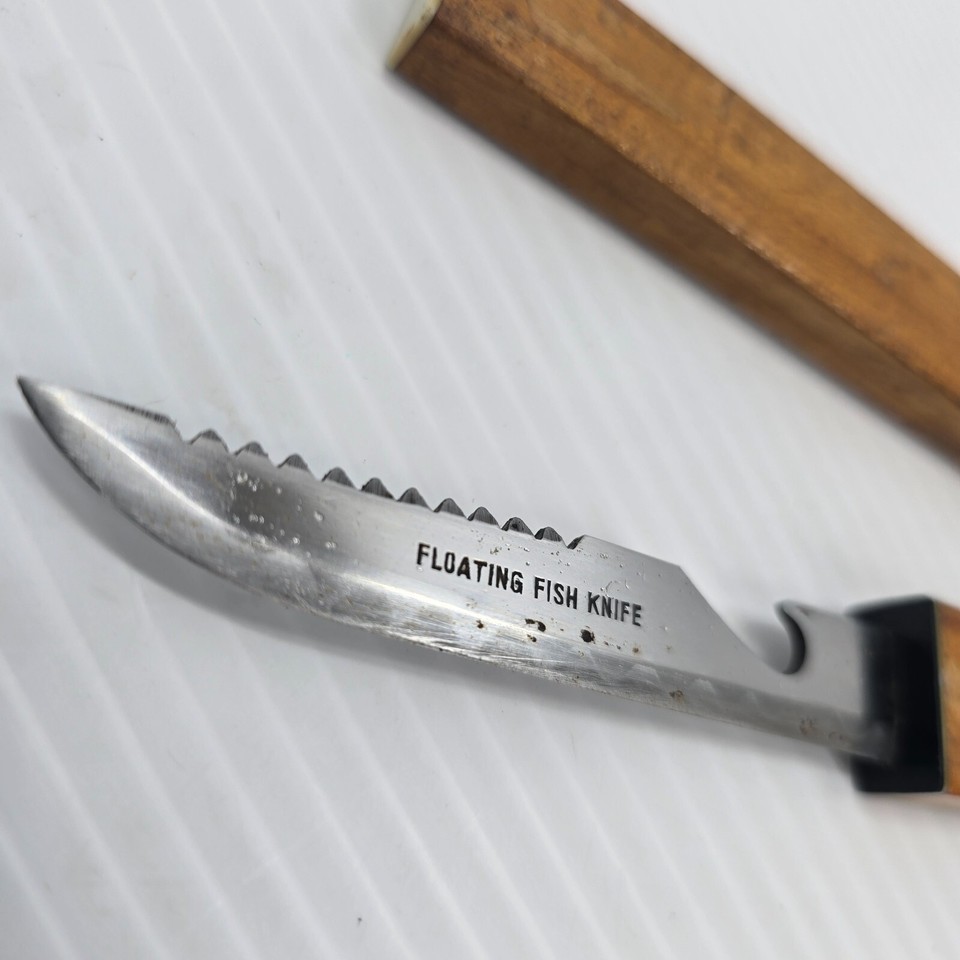 Vintage Floating Fish Knife Stainless Steel Japan Blade Wood Handle ...