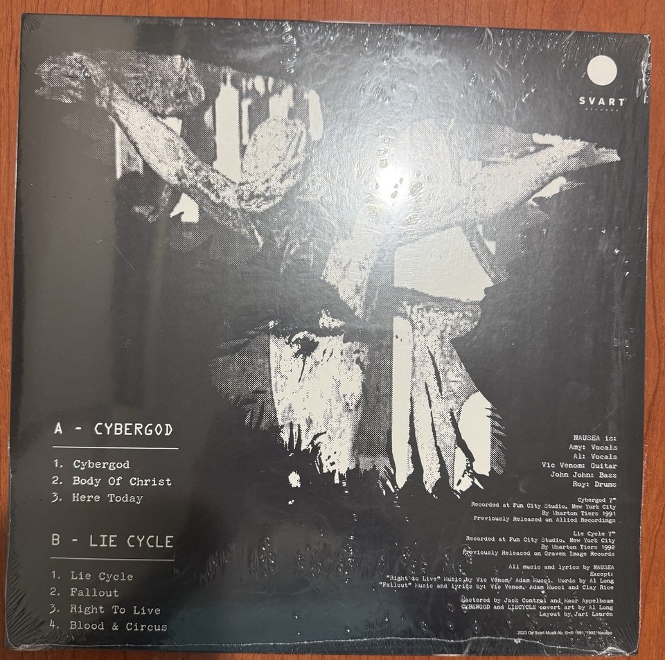 Nausea Cybergod/Lie Cycle LP (Svart, 2024) Red Vinyl NYHC Crust Punk ...