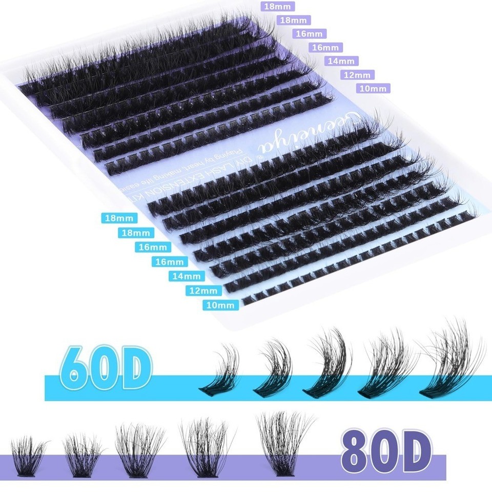 Mink Eyelash Clusters Full Set Wispy Lashes Extensions 10-18MM Thick ...