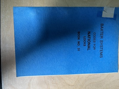 Baxter System key code Book; National Locks Codes Book No 31. Locksmith ...