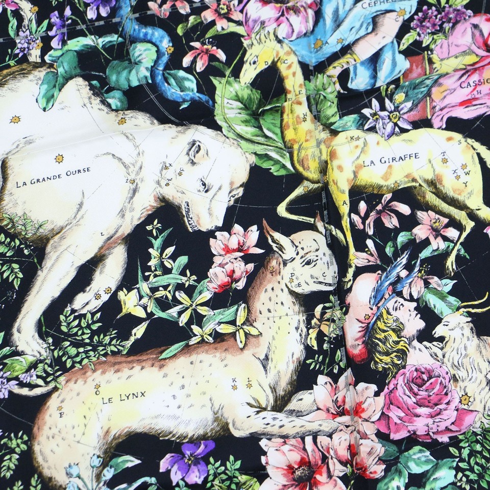 Christian Dior Silk Twill Constellation and Floral Print D ...