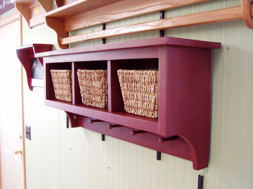 Cubby Wall Hanging Storage Unit with Coat Hooks, Entryway organizer ...