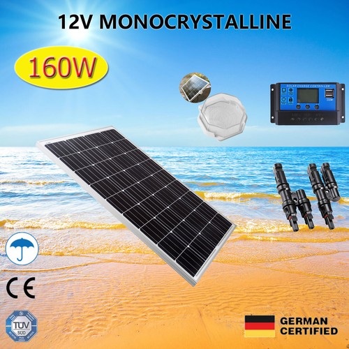 12V 160W Solar Panel Kit Mono Fixed 30A Regulator Charger Controller ...