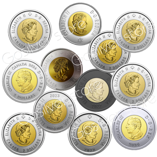 🇨🇦 Rare Canada Colored Toonie $2 Dollars Unique 12-Coins Set, 2017 ...