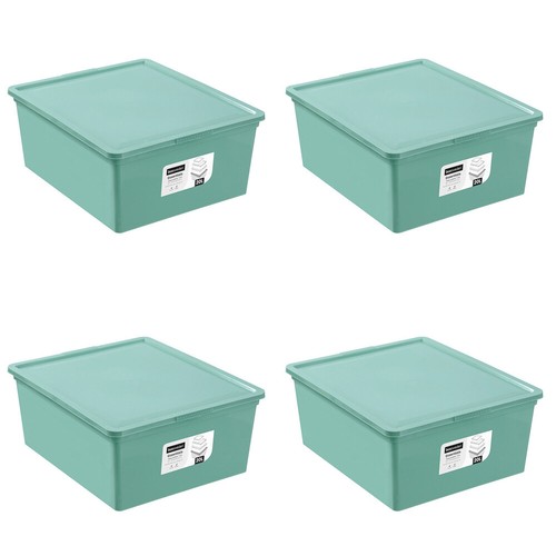 4x Boxsweden 20L/39cm Essentials Stackable Tub Storage Home Organiser ...