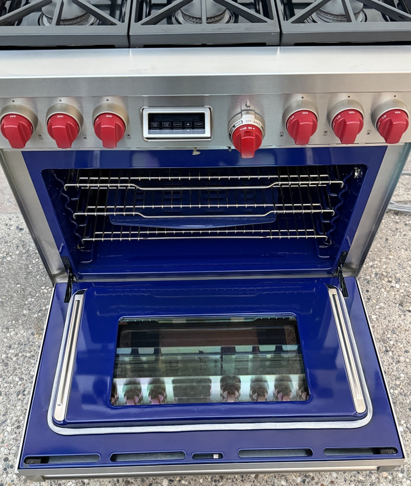 Wolf DF366 - 36" PRO Dual Fuel Range 6 Burners Stainless Red Knobs | eBay