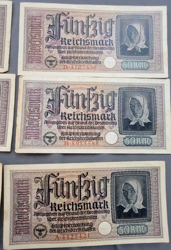 BANKNOTE OF 3rd REICH GERMANY 50 REICHSMARK WWII Era ( Lot of 6 ...