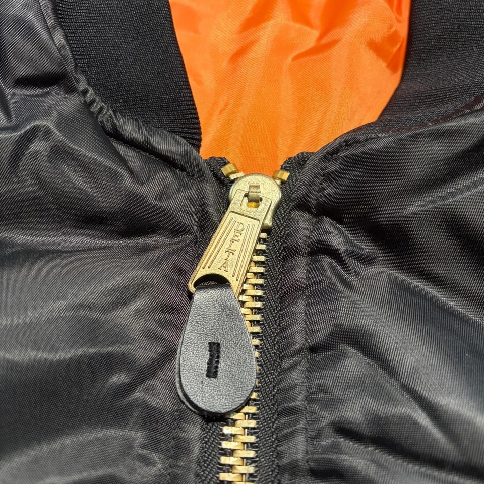 Delta USAF Vintage MA-1 Black Pilot Flight Bomber Jacket Size Mens XL ...