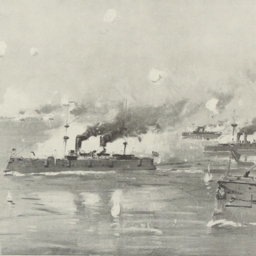 NAVAL BATTLE OF MANILLA SPANISH AMERICAN WAR MILITARY ART PRINT 1900 US ...