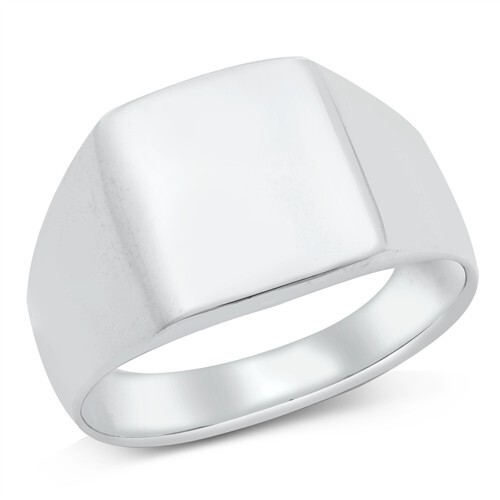 Mens 925 Sterling Silver Plain Engravable Rectangular Signet Ring | eBay