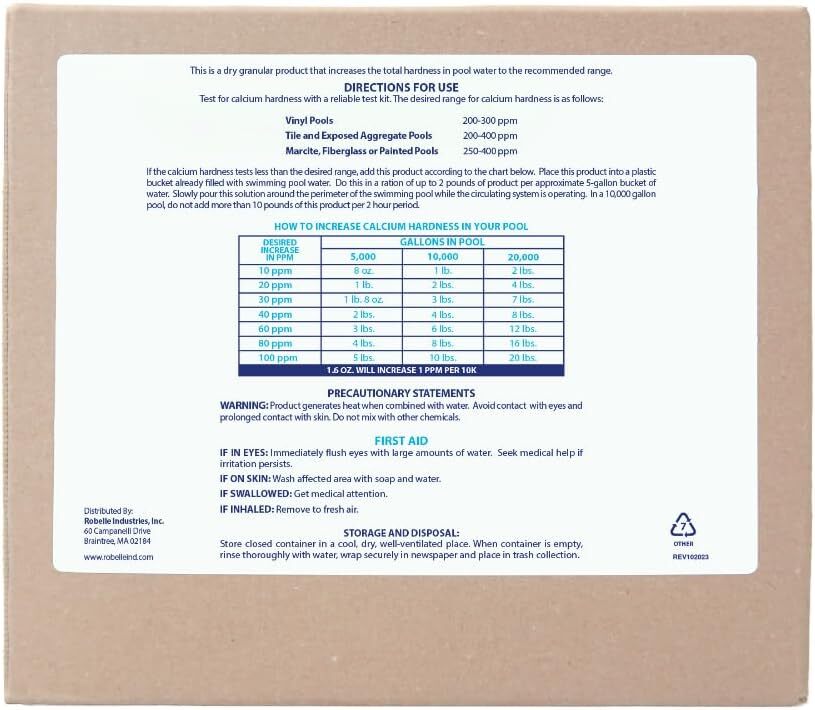 Robelle 2850B-A Calcium Hardness Increaser for Pools, 50-Pounds | eBay