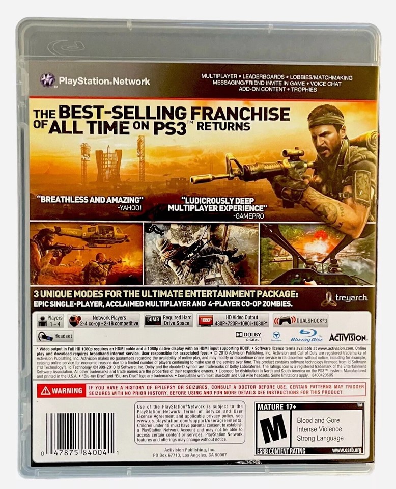 Call of Duty BLACK OPS PlayStation 3 (PS3) Complete (CIB) Tested Works ...