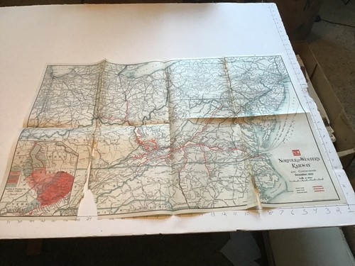 vintage railroad map: 32x22" NORFOLK & WESTERN Railway dec 1918 | eBay ...