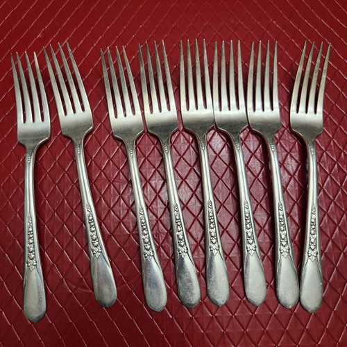 Vtg 1941 Wm Rogers Priscilla Lady Ann 8 Dinner Forks Silverplate Flatware | eBay