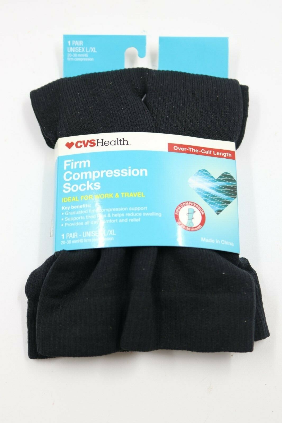 CVS Unisex Mens Womens 1 Pair Over the Calf Firm Compression Socks Sz L ...