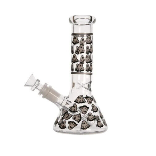 8" Glow in the Dark Ghost Glass Beaker Bong Thick Hookah Water Pipe ...