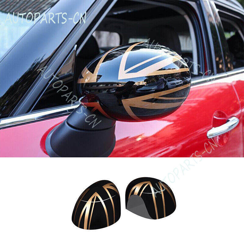 For Mini Cooper Clubman F54 Black Gold Car Rearview Mirror Cover Trim ...