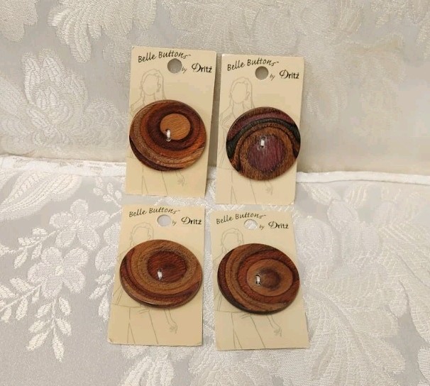 Belle Buttons by Dritz Large Wooden Cross Grain Buttons 1.75” Set of 4 ...