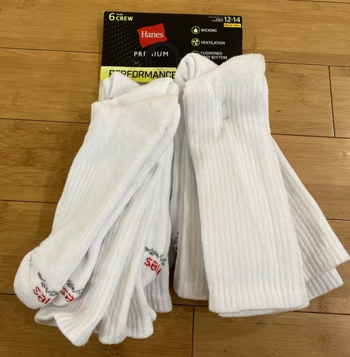 (Size 12-14 Big & Tall) Hanes Men's Premium Crew 6 Pack New (One Pair ...