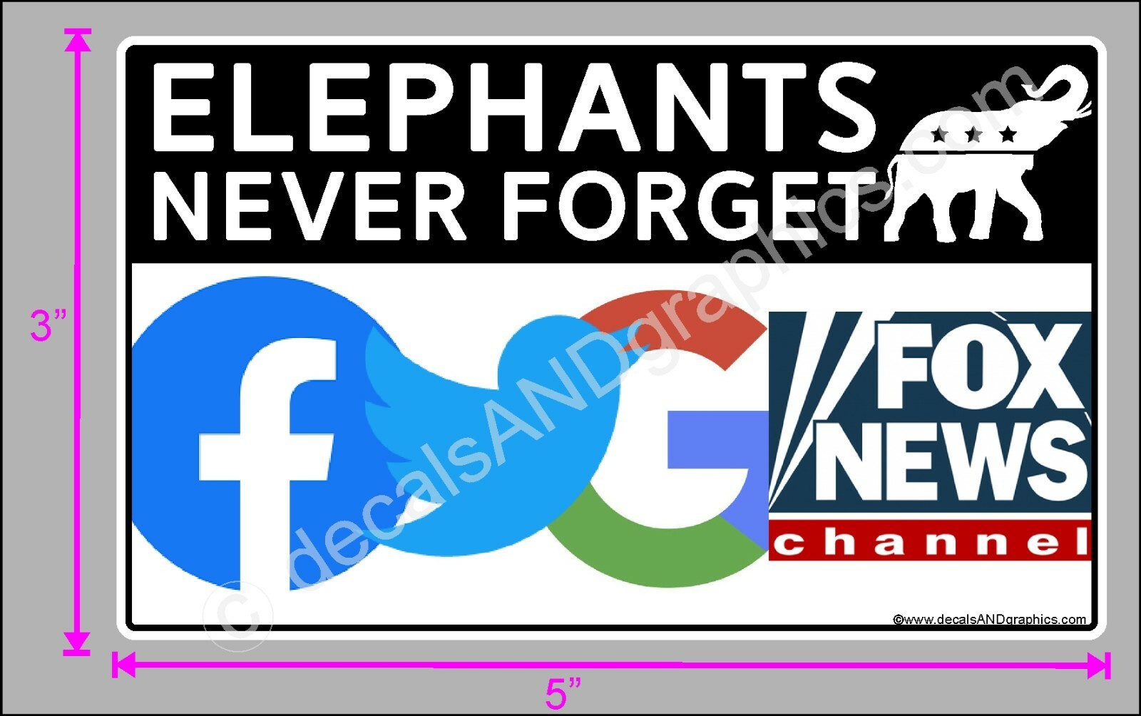 TRUMP 2020 STICKER ELEPHANTS NEVER FORGET ANTI DEMOCRAT MAGA DEPLORABLE ...