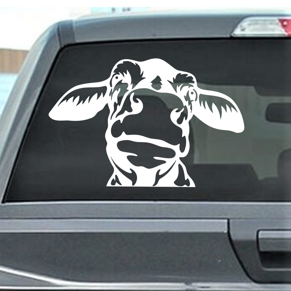 Peeking Cow Head Decal Car Tumbler Laptop Window Funny JDM Sticker 22 ...