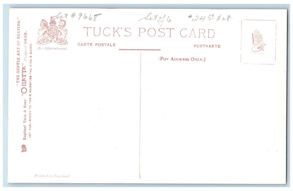 Leonard Artist Signed Postcard Woman The Gentle Art Of Boating Oilette ...