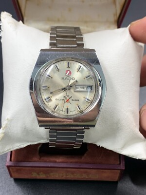 VINTAGE RADO GOLDEN SABRE AUTOMATIC WATCH 625.30824 RARE W/BOX 35M DAY ...