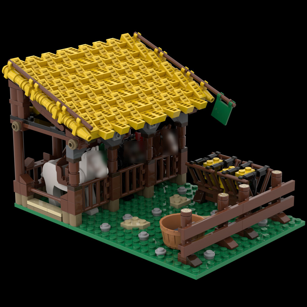 Medieval Stables with Space for Three Horses Building Toys 481 Pieces ...