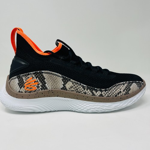 Under Armour Mens Steph Curry Flow 8 Basketball Shoes Black Snakeskin ...