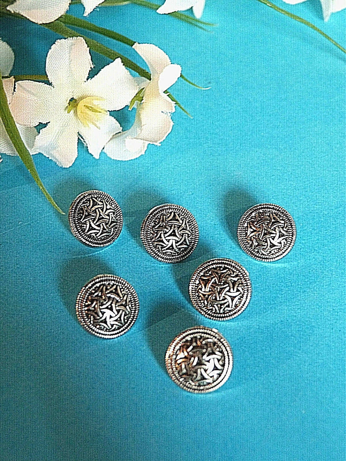 919B/Stunning Buttons " Stained " Silver Set Of 6 Buttons Era 1950 | eBay