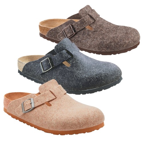 Birkenstock Boston Wool Felt Clogs Mules Slippers Brown Grey Men Women ...