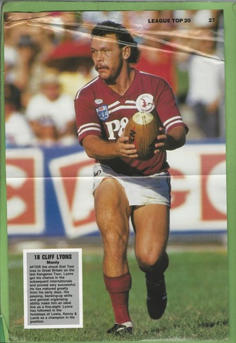#VV. 1991 RUGBY LEAGUE PINUP - CLIFF LYONS, MANLY & DALE SHEARER ...