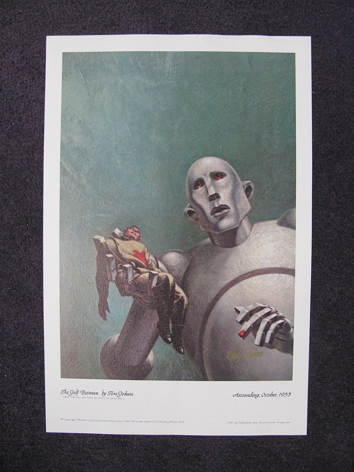 KELLY FREAS SIGNED PRINT ROBOT GULF BETWEEN QUEEN NEWS OF THE WORLD ...