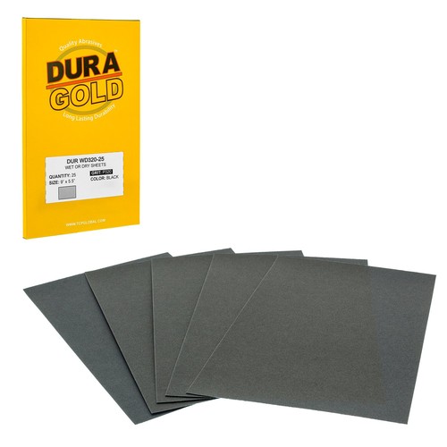 320 Grit Wet/Dry Sandpaper Sheets 5.5" x 9" - Box of 25 for Automotive ...