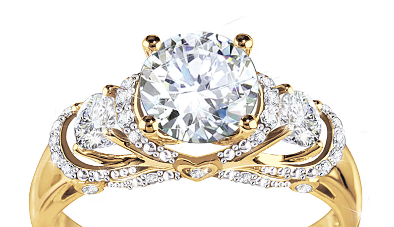 Bradford Exchange Diamonesk 18K plated sterling silver ring Size 6.5 ...