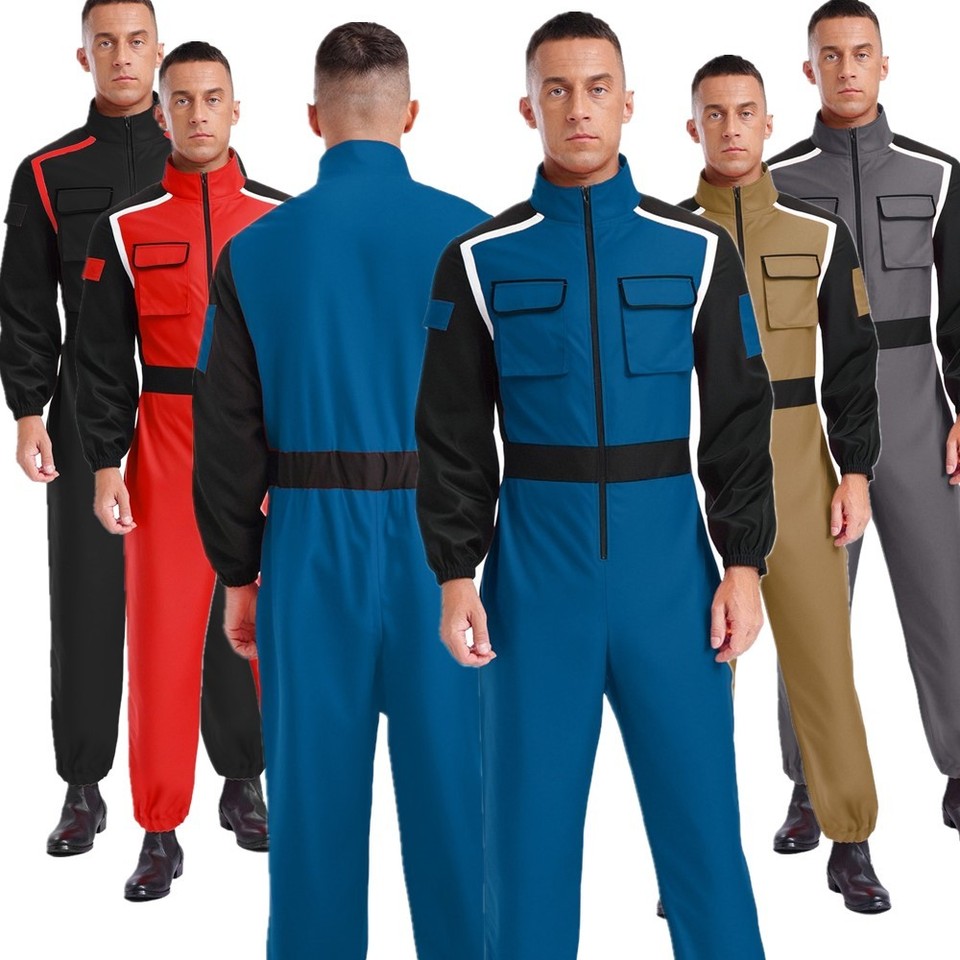 Men Bodysuit Openings Front Zipper One Piece Tracksuit Jumpsuit ...