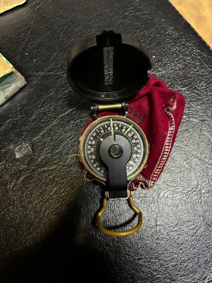 Vintage Lensatic Engineers Compass Japan With Original Box Pouch ...