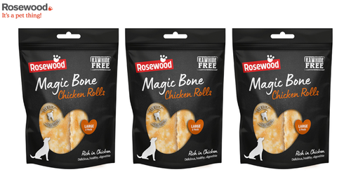 3 PCK ROSEWOOD DELICIOUS MAGIC BONE CHICKEN ROLLS DOG PUPPY CHEW TREATS ...