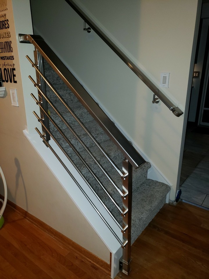Wall Mount Square Modern Stair Hand Rail Staircase Railing Kit ...