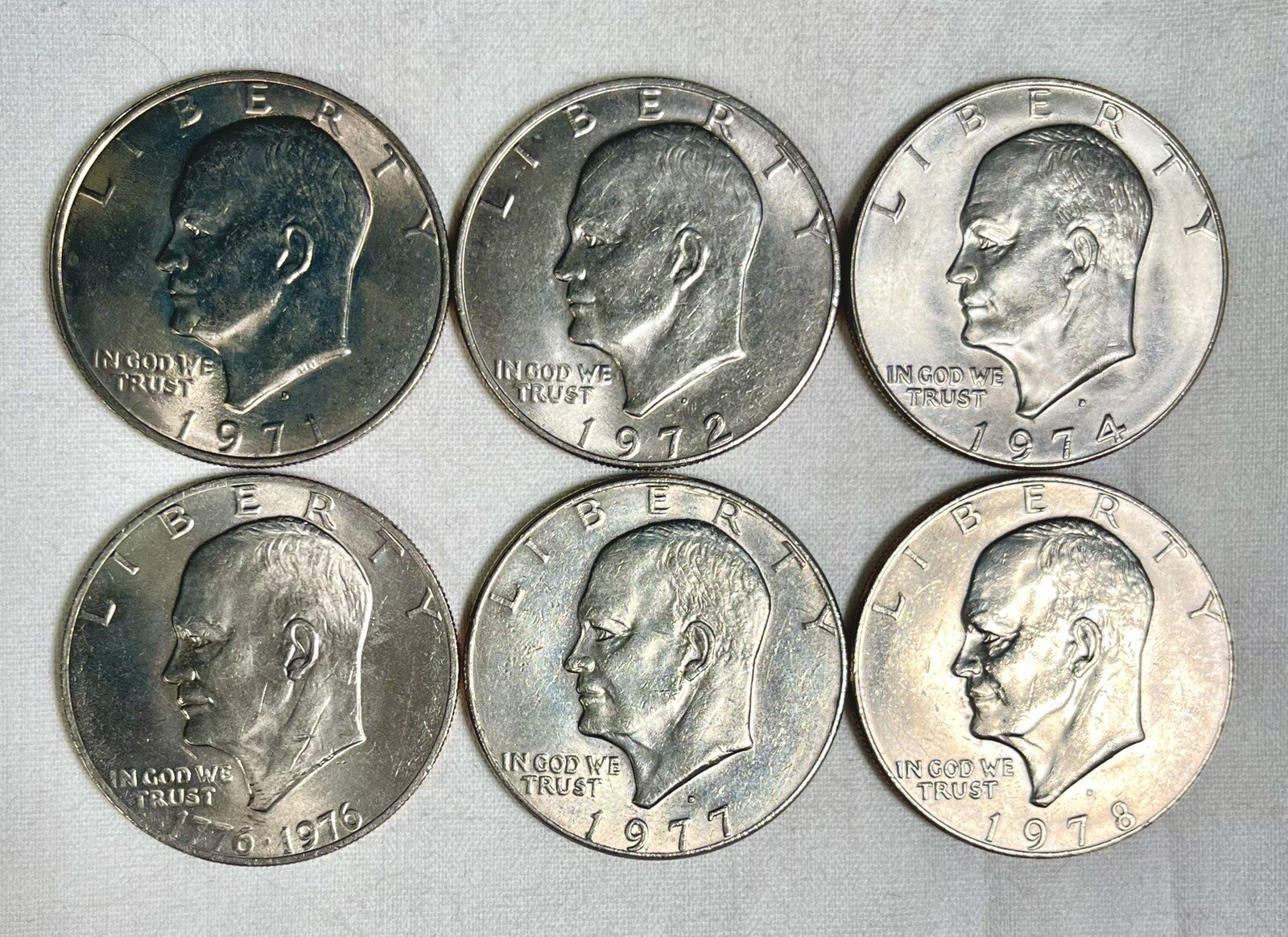 6 Eisenhower “Ike Dollar” Coins 1 Of Each Year Made For Circulation ...