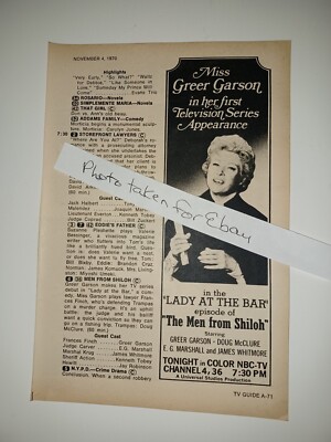 Greer Garson The Men from Shiloh 1 Page 1970 5x7 Magazine Ad | eBay