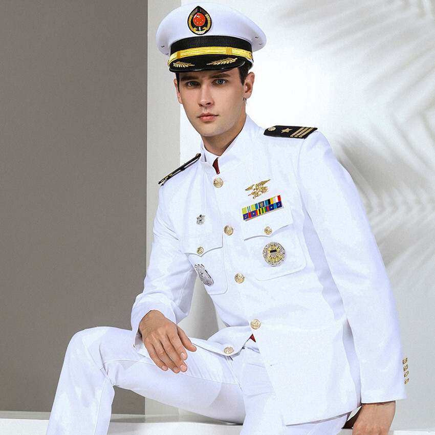US Navy Military Uniforms White Mariner Sailor Yacht Captain American ...
