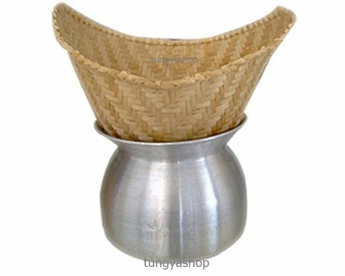 Thai Lao Sticky Rice Cooker Steamer BamBoo Basket Pot Kitchen Food Menu ...