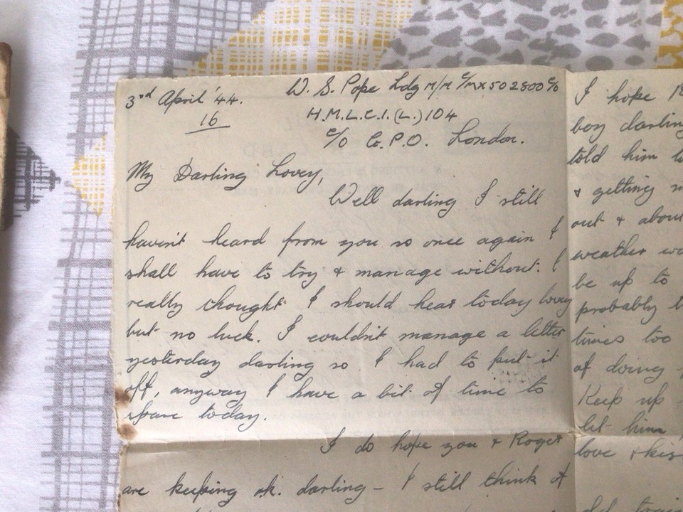 SEVERAL ORIGINAL ROYAL NAVY SAILORS LETTERS HOME 1944 W WAR 2 LANDING ...