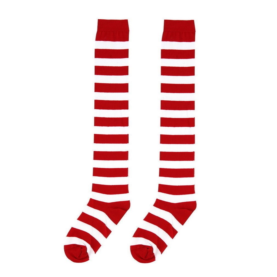 Red White Striped Long Socks Thigh High Candy Cane Stripes Sock Over ...