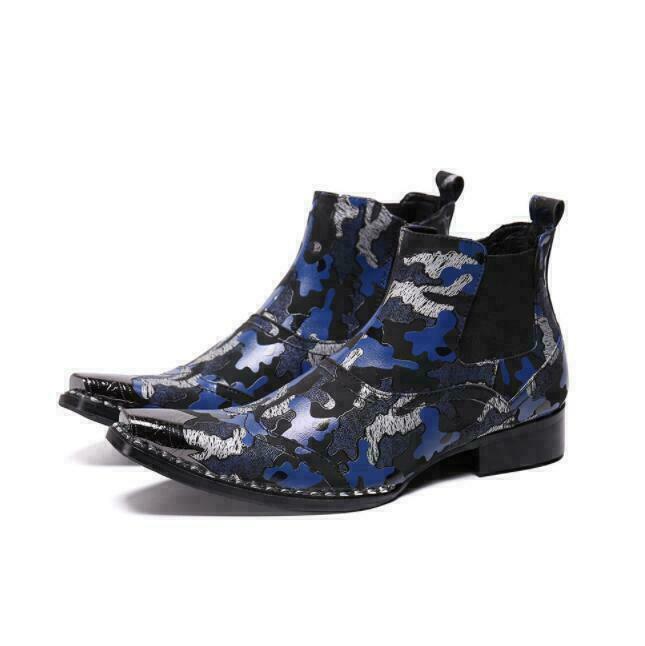 Chelsea Men's Leather Ankle Boots Formal Dress Shoes Camo Chelsea Men's Leather Ankle Boots Formal Dress Shoes Camo