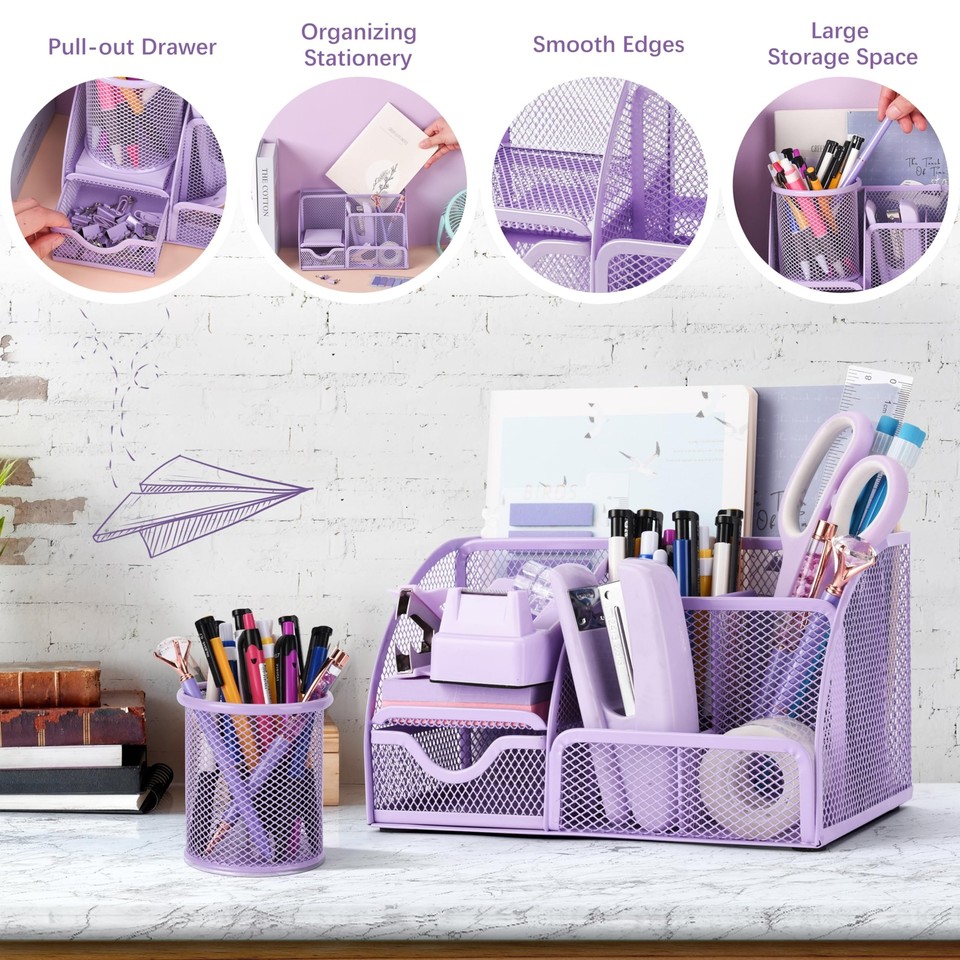 Desk Accessories Set Purple Desk Accessories, Stapler And Tape ...