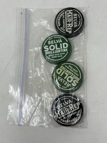 Lot Of 4 Belva Solid Brilliantine & Hair Rep Pomade Oil Sample Tins | eBay