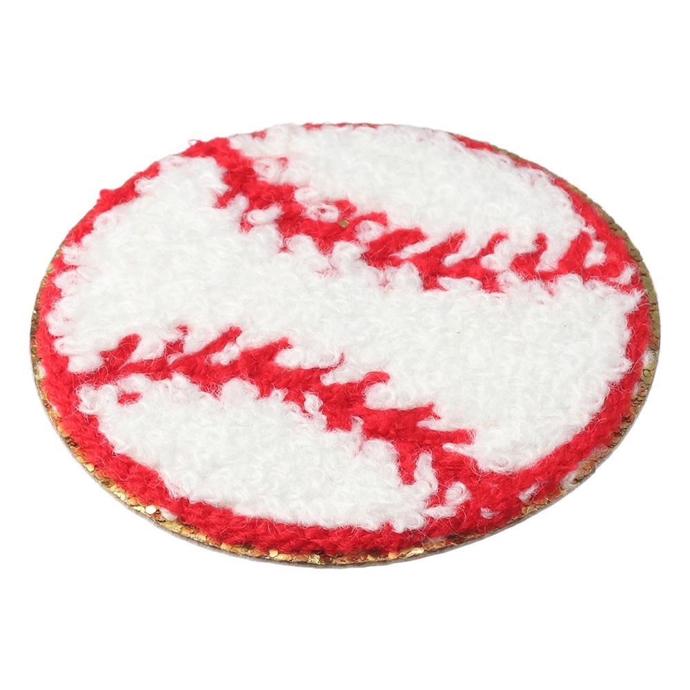 Red and white Chenille Patches Gold Edges Sports Patches Clothing ...